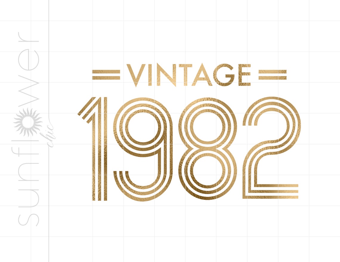 Gold Vintage 1982 Png Downloads Gold Foil 1982 Birthday - Etsy