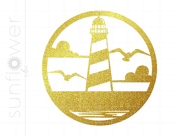Gold Lighthouse Art Print and Cut PNG Download Gold Glitter - Etsy