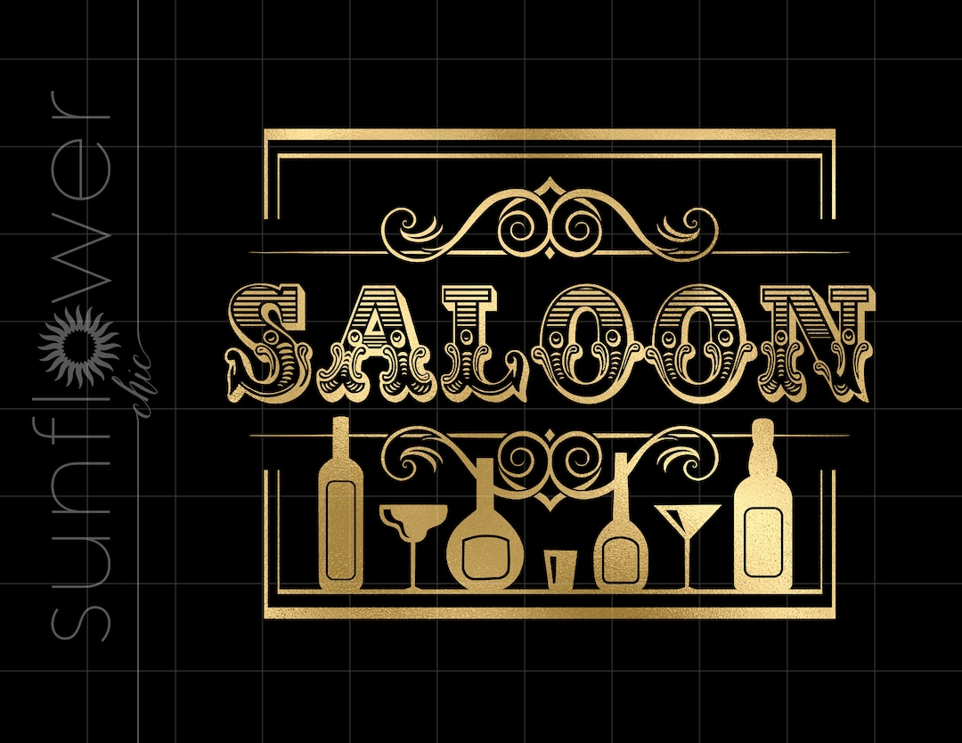 Gold Vintage Saloon Png Downloads | Gold Foil Saloon Bar Sign Cricut ...