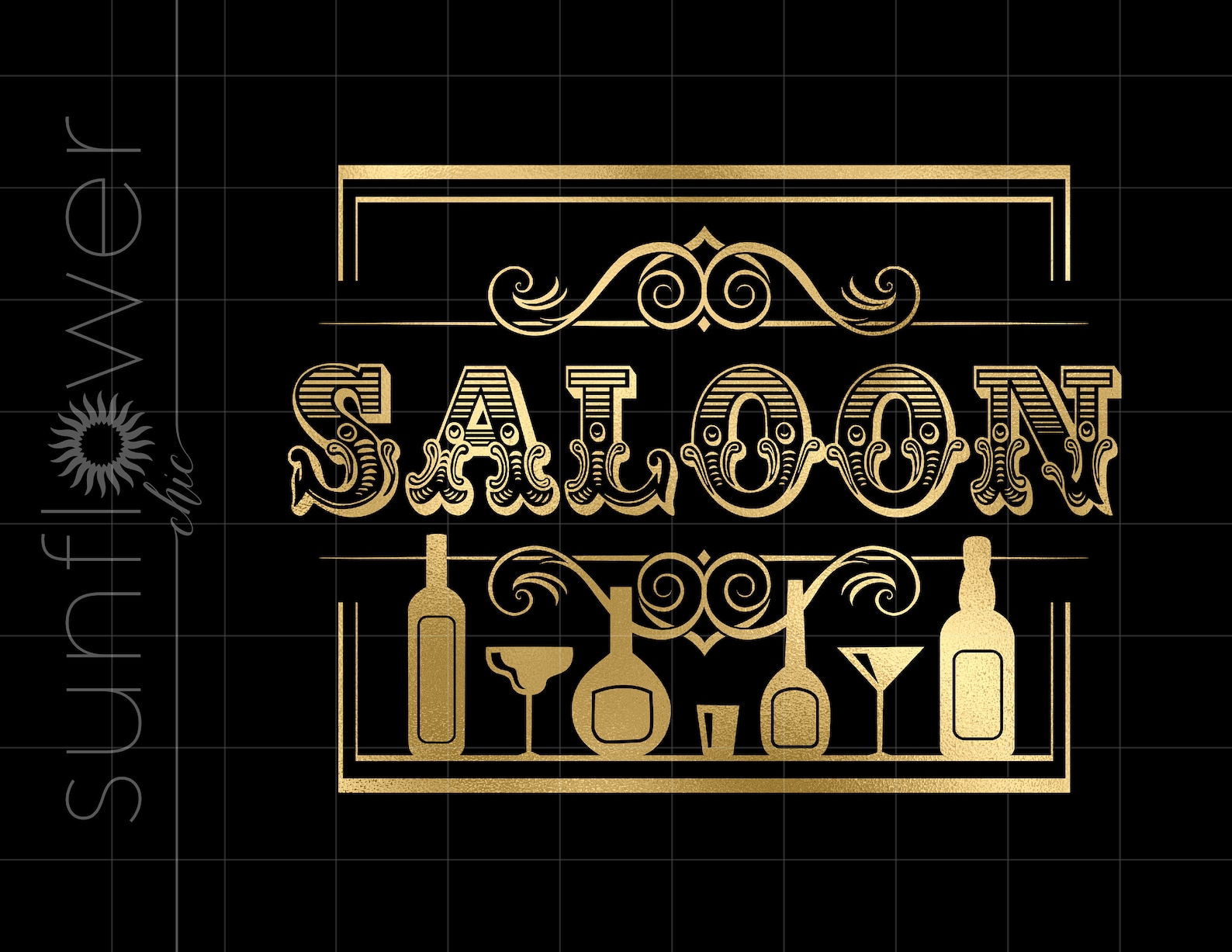 Gold Vintage Saloon Png Downloads | Gold Foil Saloon Bar Sign Cricut ...