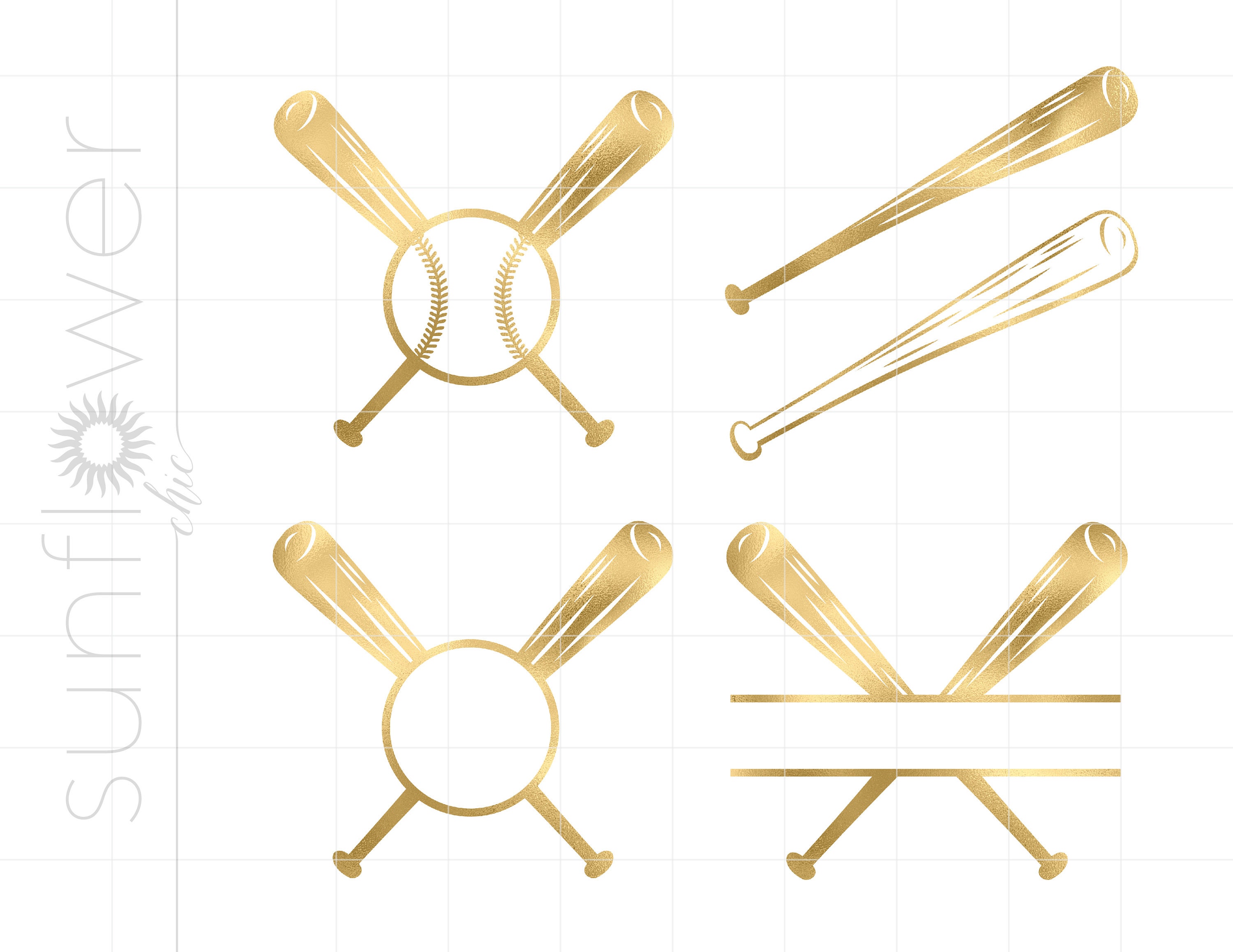 Gold Baseball Split Frame Png Svg Downloads Gold Foil Baseball Monogram ...