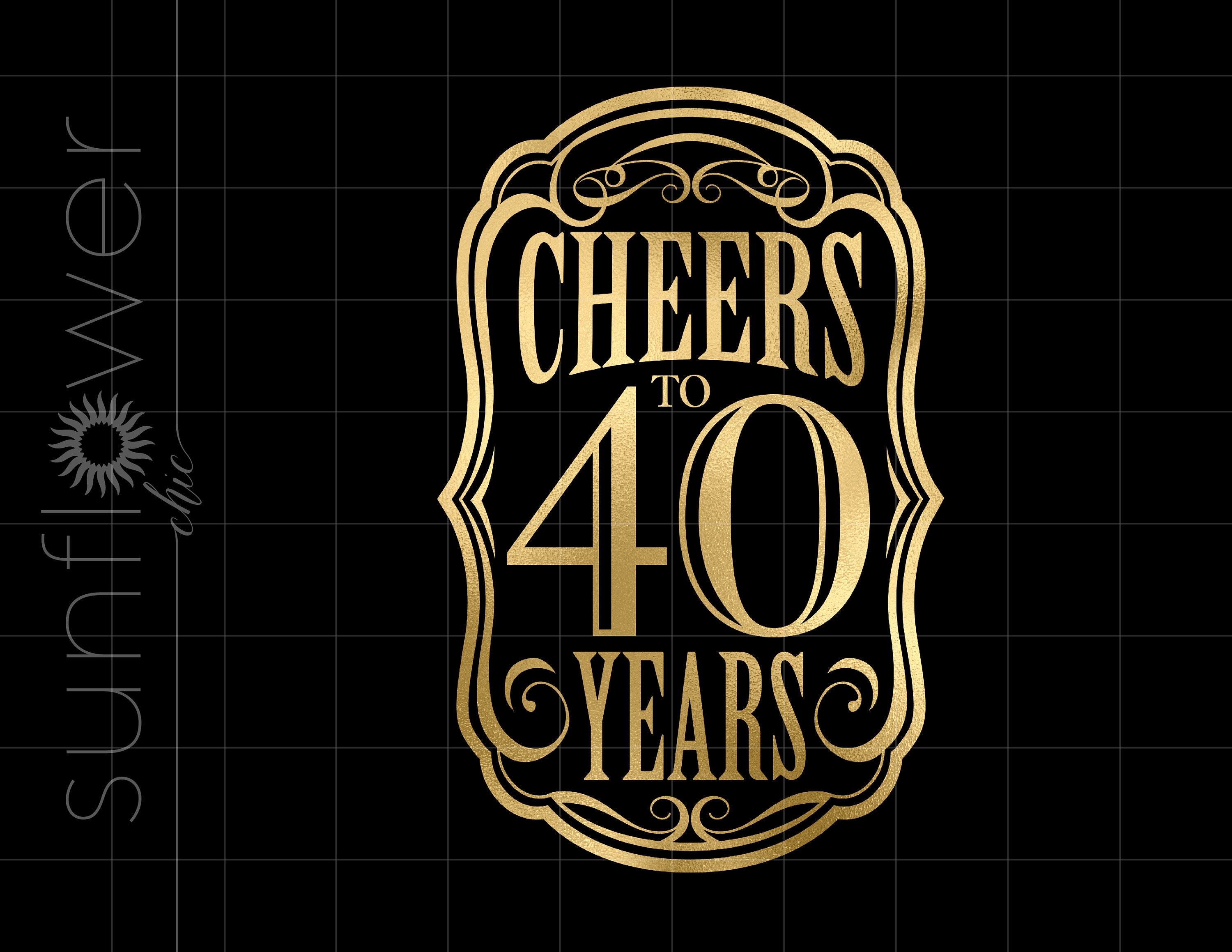 Gold Cheers to 40 Years Png Downloads | Gold Foil Cheers to 40 Years ...