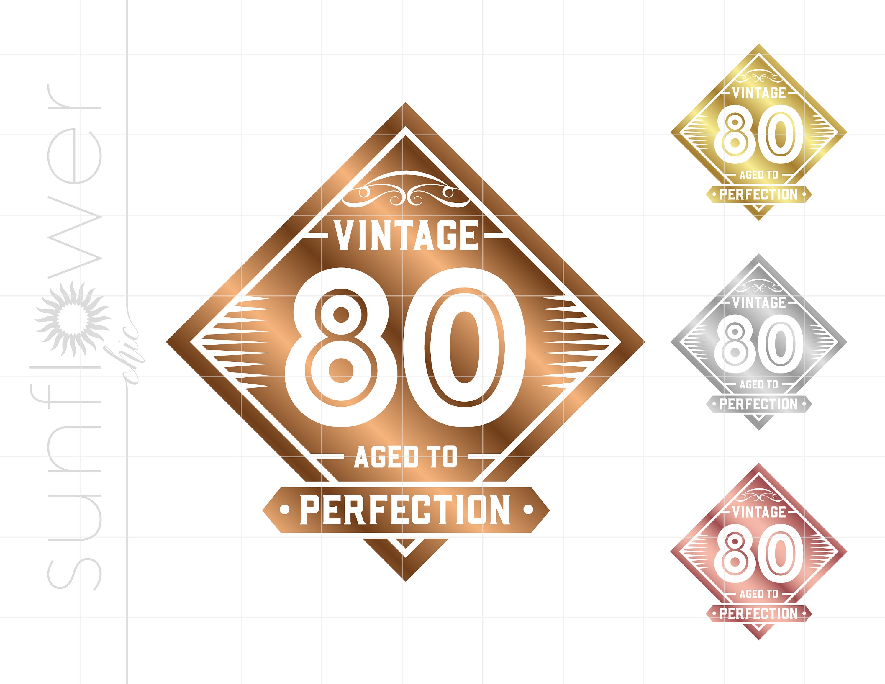 Gold Vintage 80 Png Svg Dxf Jpg Pdf Downloads Vintage 80th Birthday ...