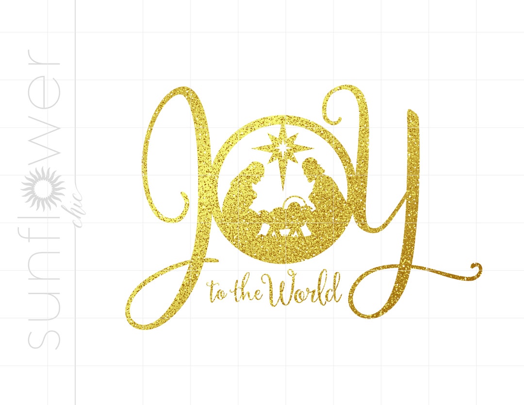 Gold Joy to the World Print and Cut PNG Download | Gold Glitter Joy to ...