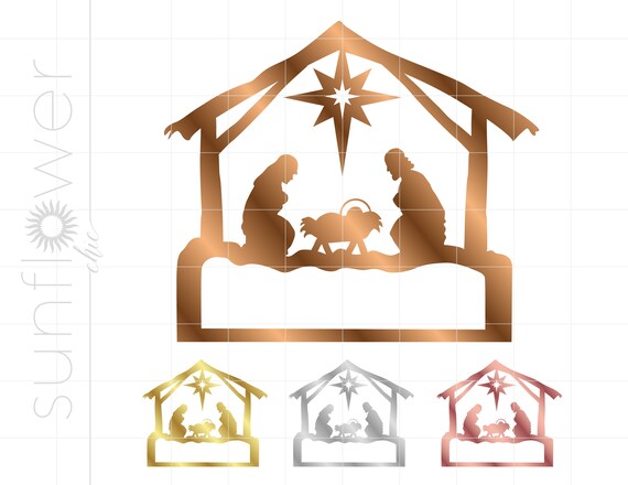 Christmas Nativity Frame Png Svg Dxf Jpg Pdf Downloads Gold | Etsy