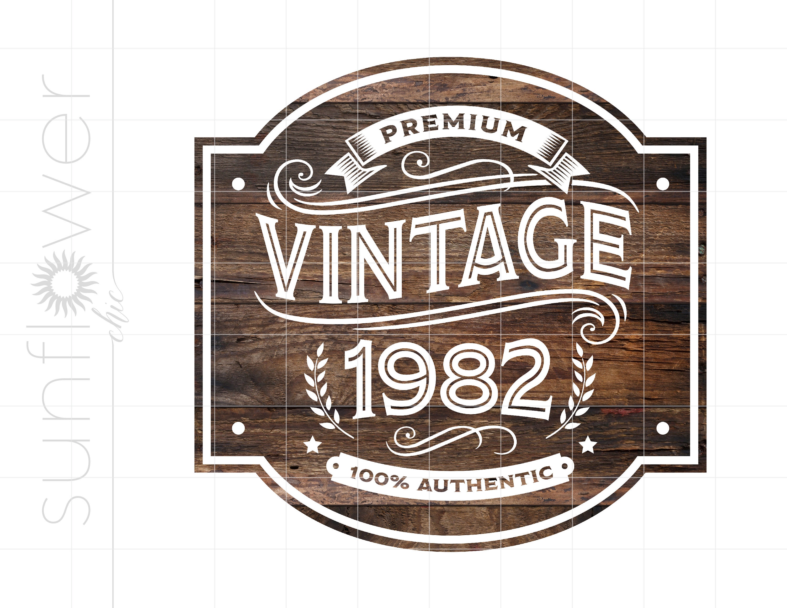 Vintage 1982 Print and Cut PNG Download Rustic Wood 1982 Birthday ...