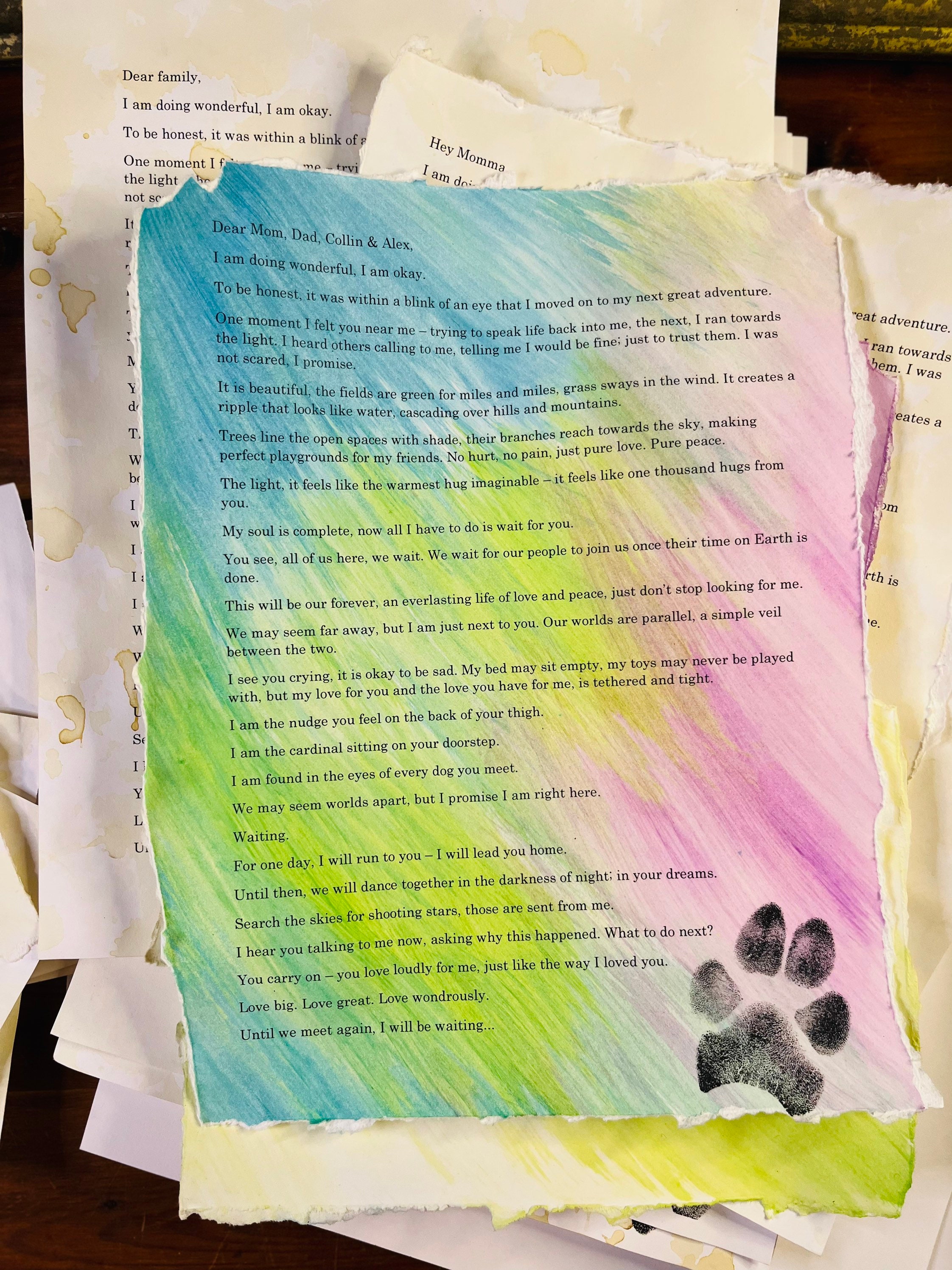 Personalized Memorial Pet Loss Letter From Pet - Etsy