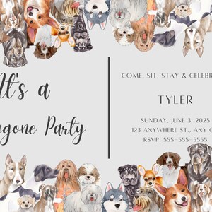 Editable Dog Birthday Invitation - Doggone Party - Dog Party - Doggie ...
