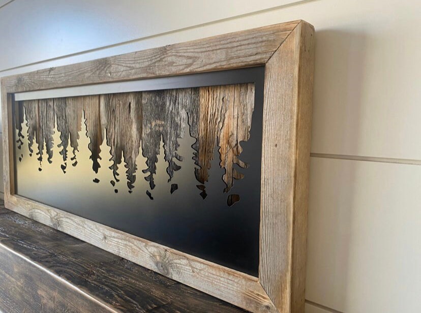 Metal Tree Forest All Art on Reclaimed Background Reclaimed - Etsy