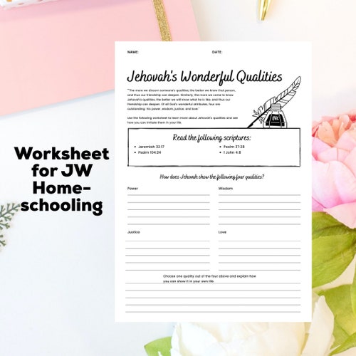 JW Homeschooling Worksheet Jehovah's Wonderful Qualities - Etsy