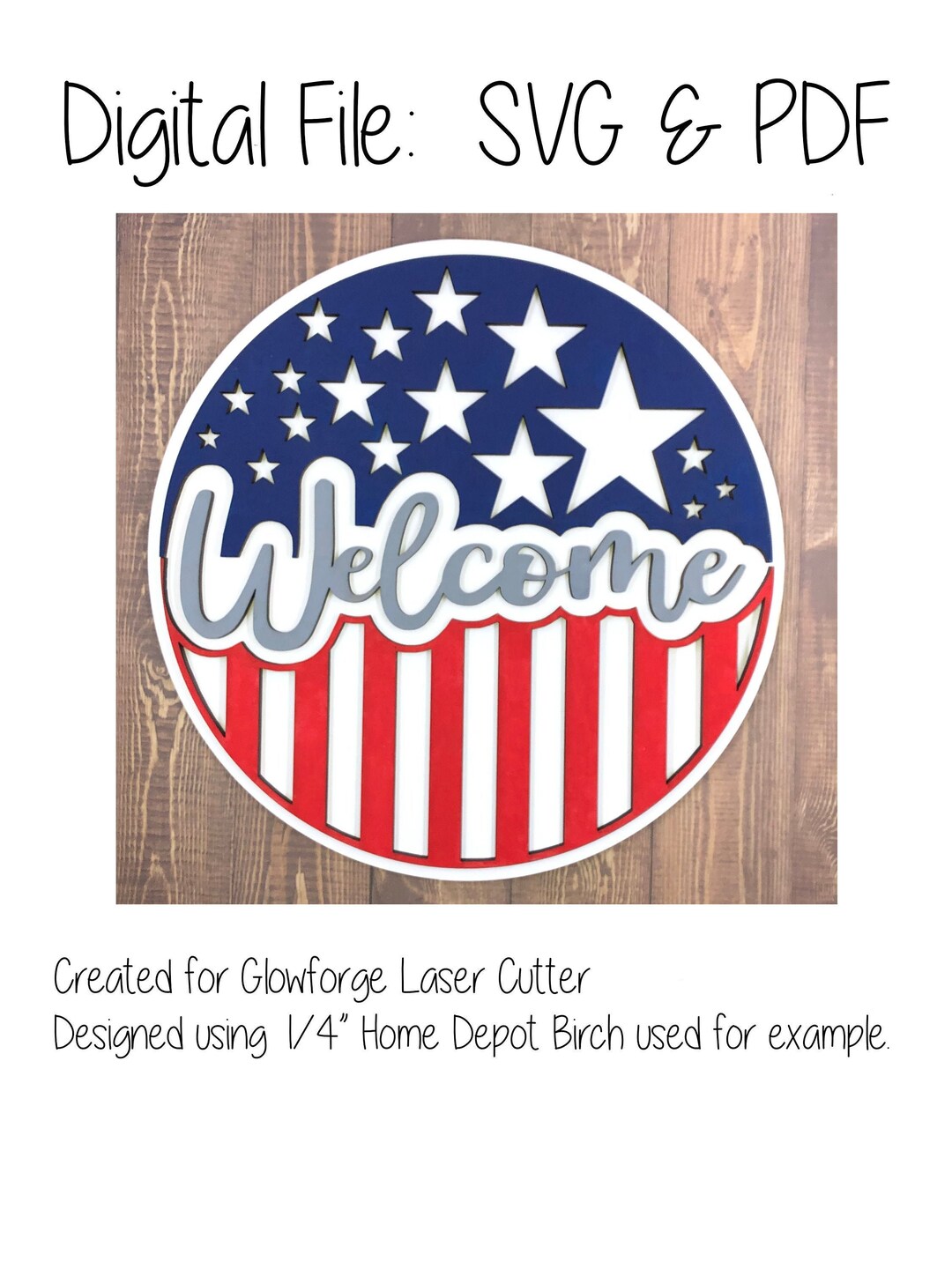 SVG Welcome Sign Front Door, SVG Door Hanger, Patriotic Round Welcome ...