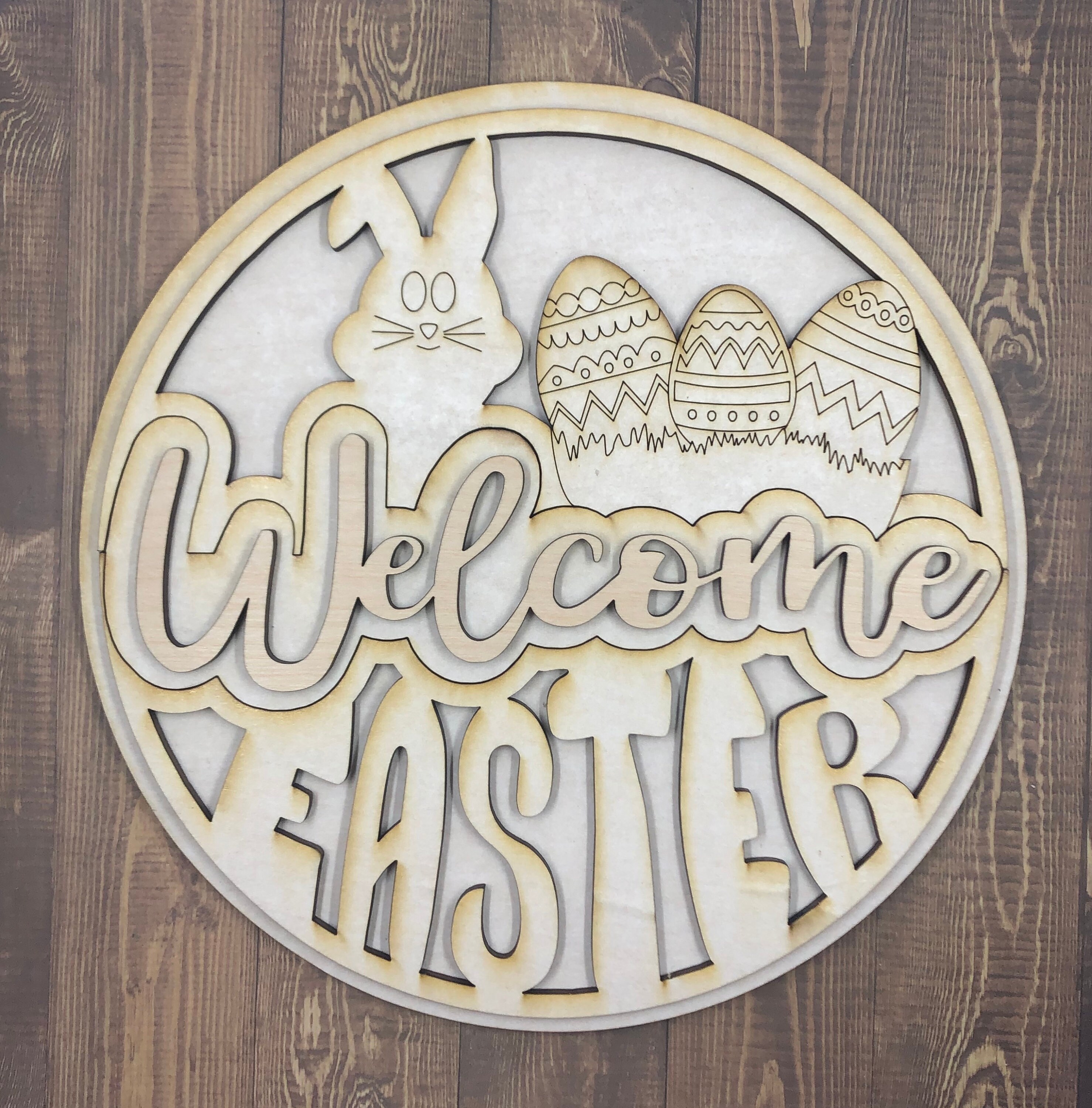 SVG Easter Welcome Sign Front Door, SVG Door Hanger, Easter Round ...
