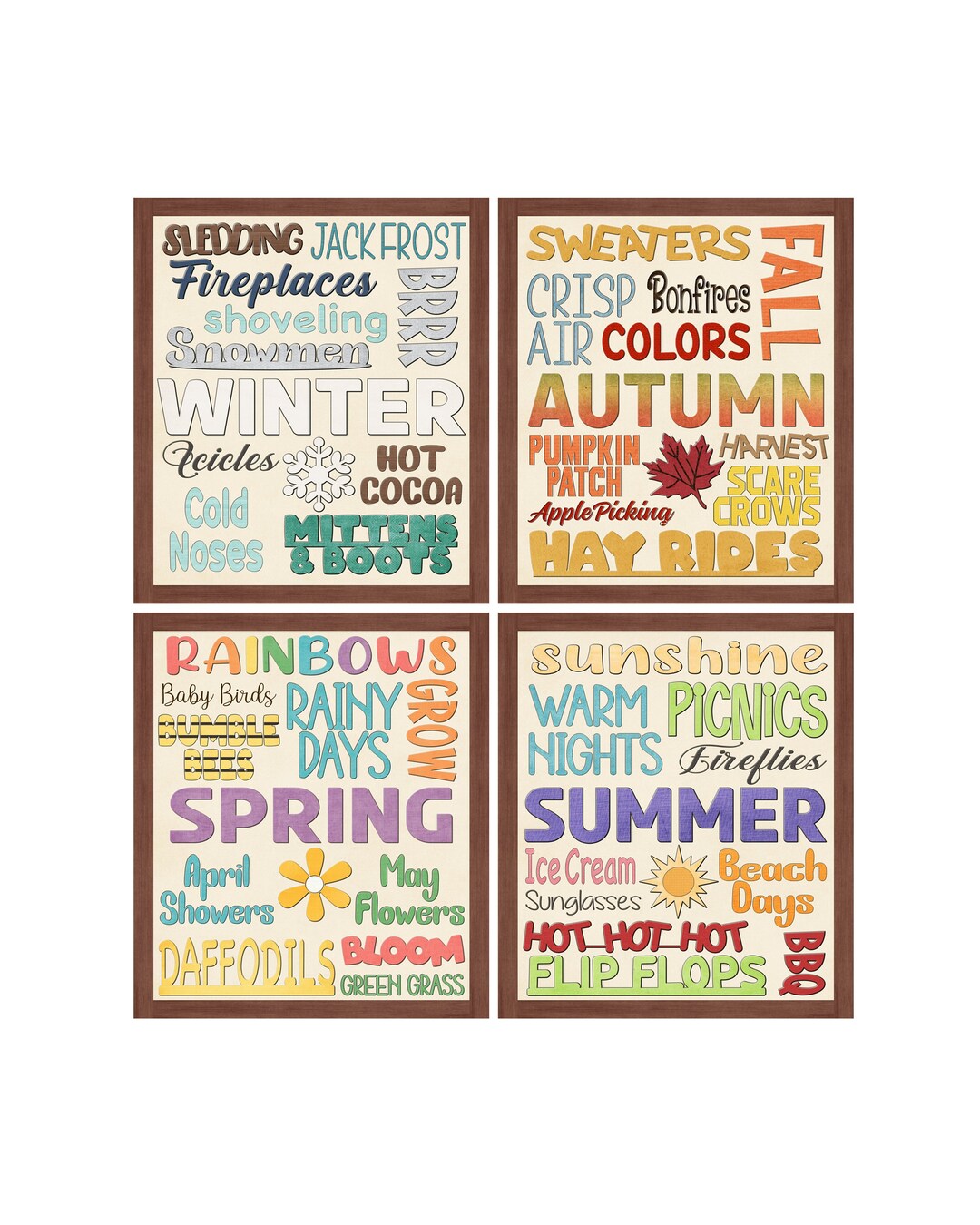 SVG Laser File, Four Seasons Wall Word Art, Holiday Word Art, Subway ...