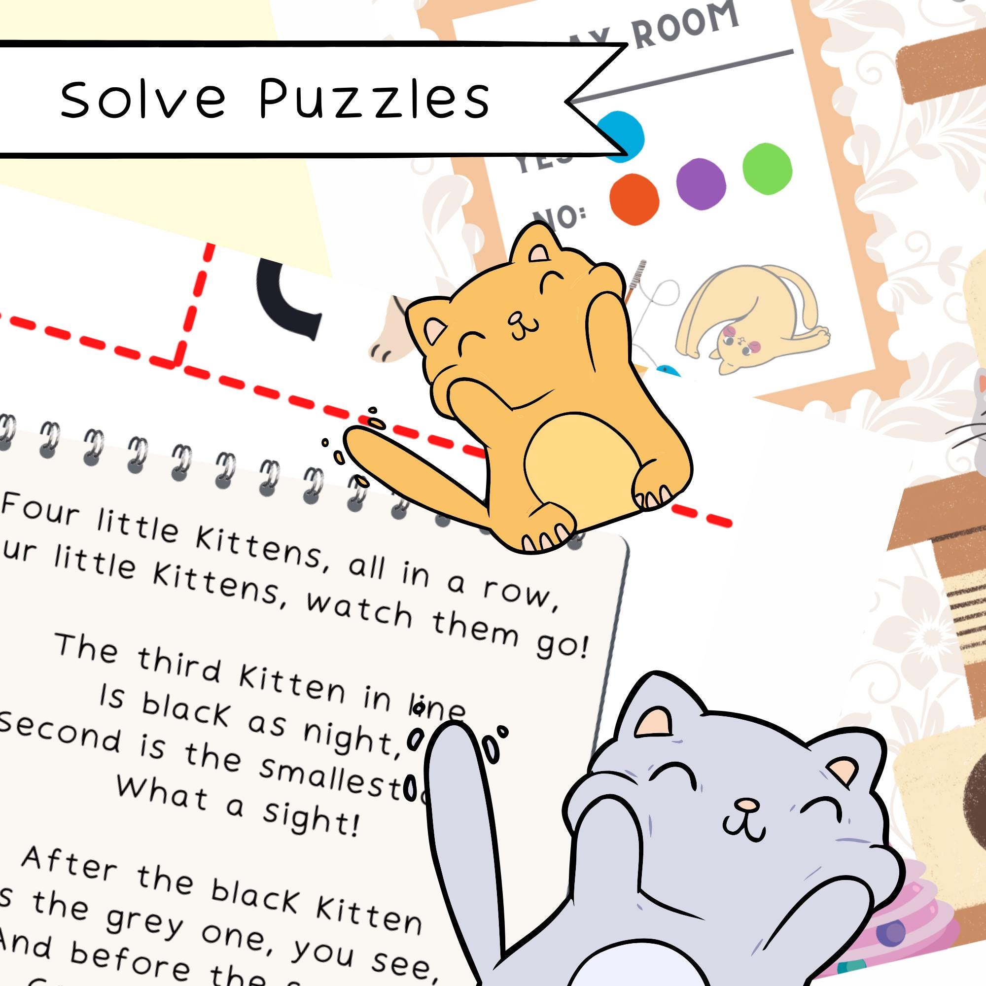 Cat Escape Game for Kids | Cat Cafe Printable Escape Room Game DIY Kit ...