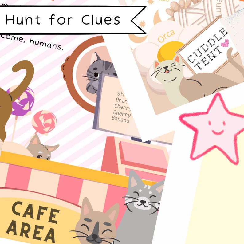 Cat Escape Game for Kids | Cat Cafe Printable Escape Room Game DIY Kit ...