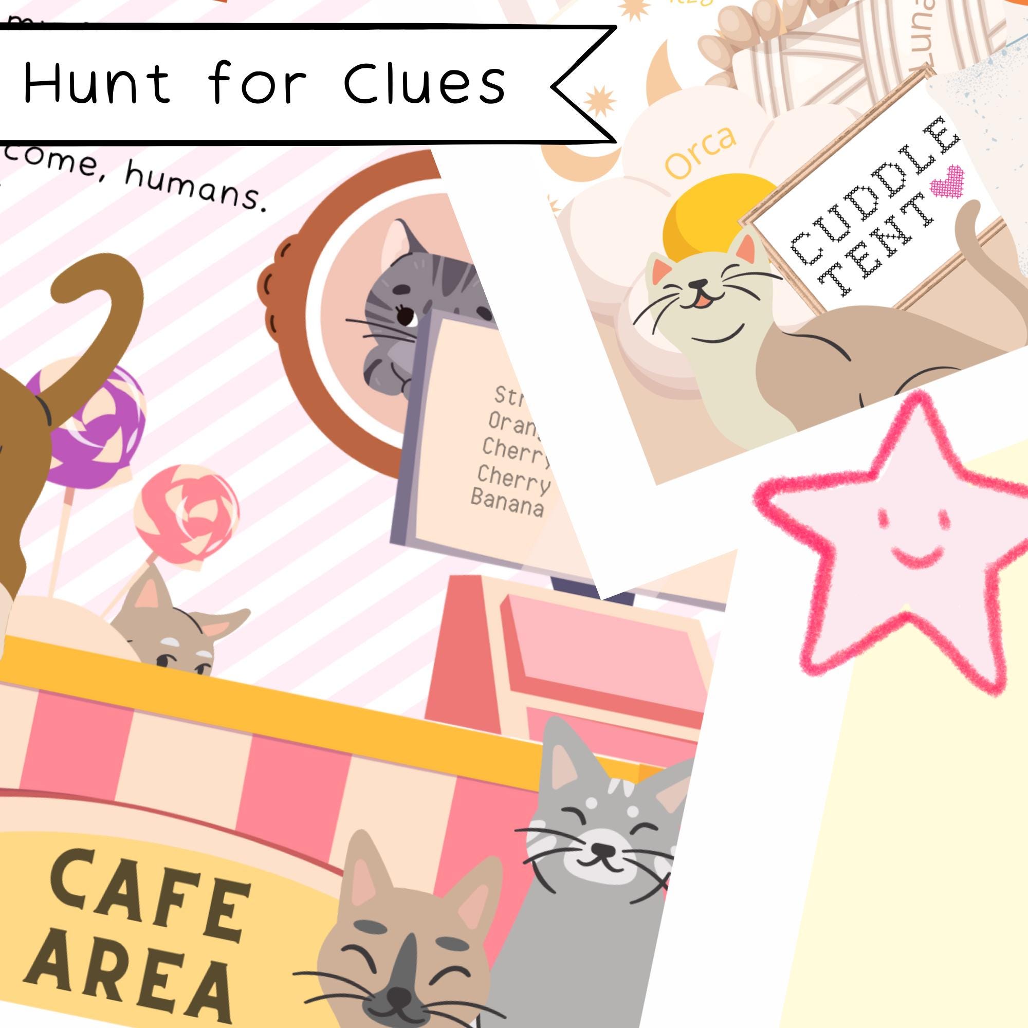 Cat Escape Game for Kids | Cat Cafe Printable Escape Room Game DIY Kit ...