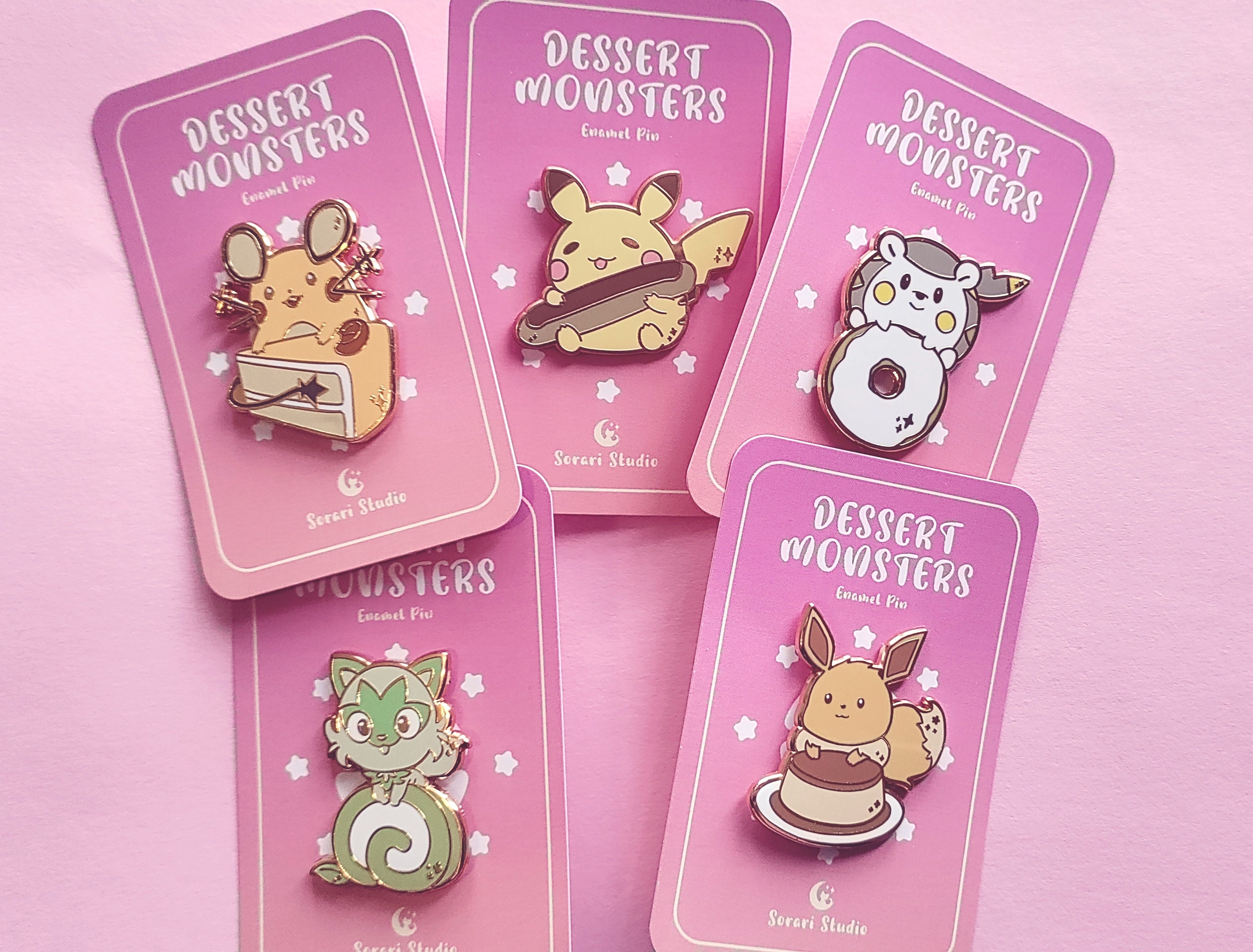 Pokemon Inspired Desserts Enamel Pins Pikachu, Eevee, Dedenne ...