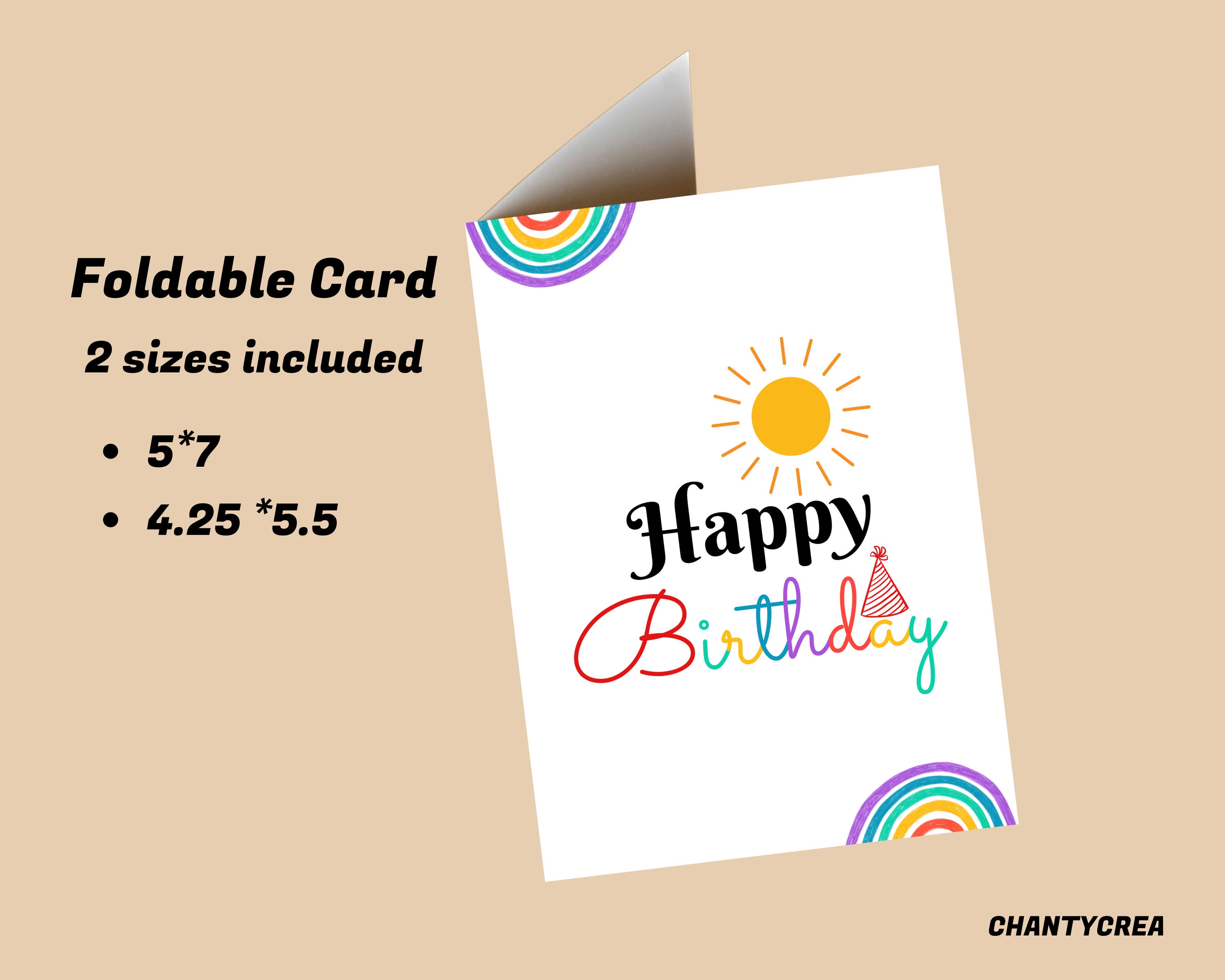 Printable Rainbow Happy Birthday Card for Kids Rainbow Birthday Card ...
