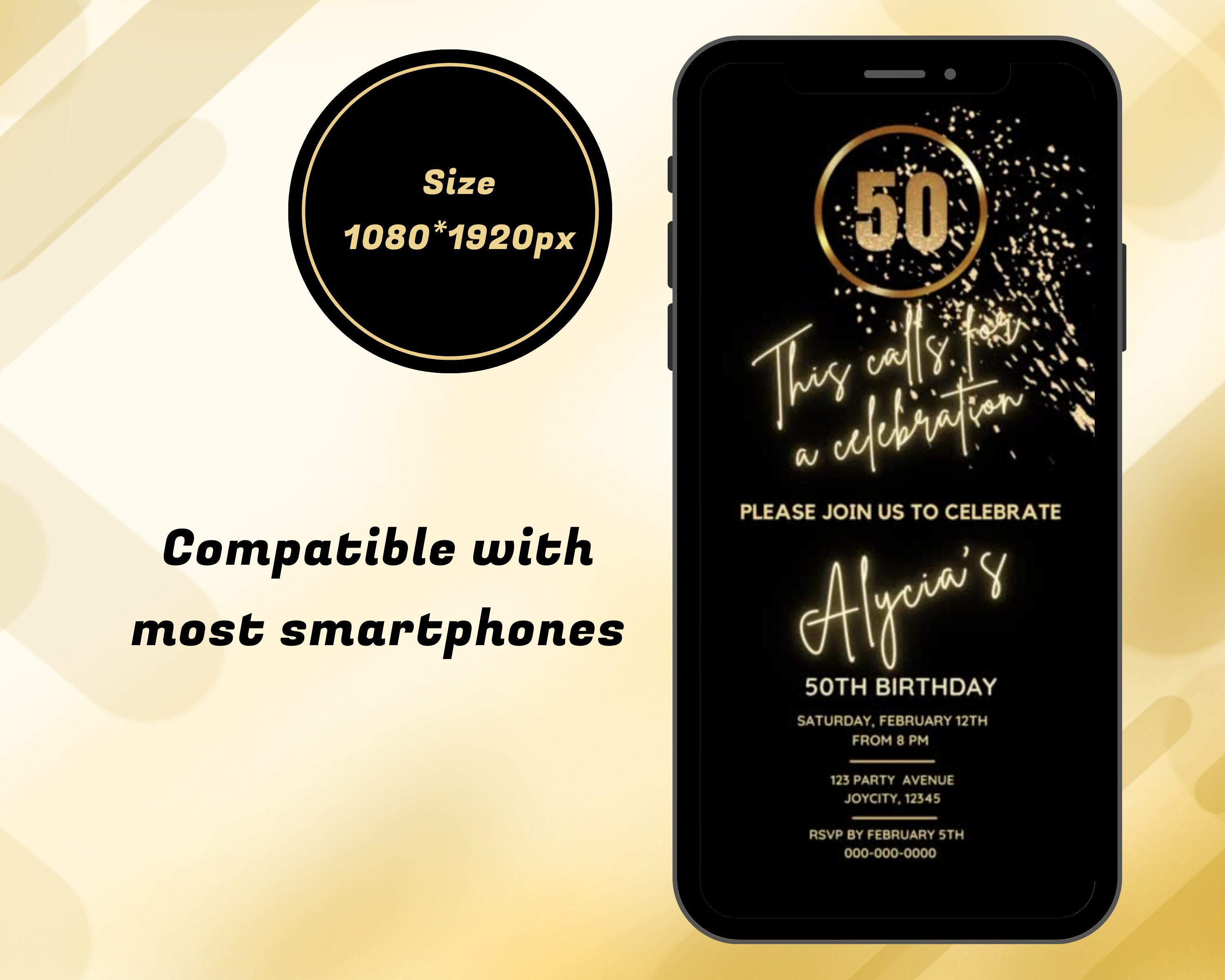 Electronic 50th Birthday Invitation | Digital Birthday Party Invite ...