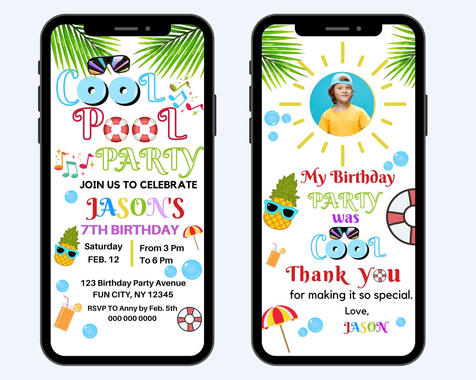 Cool Pool Party Invitation for Kids | Pool Birthday Invitation | Boy or ...