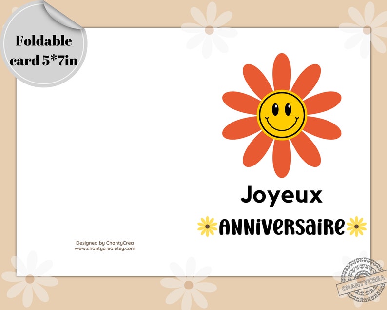 Joyeux Anniversaire | French Birthday Card | Smiley Printable Birthday ...