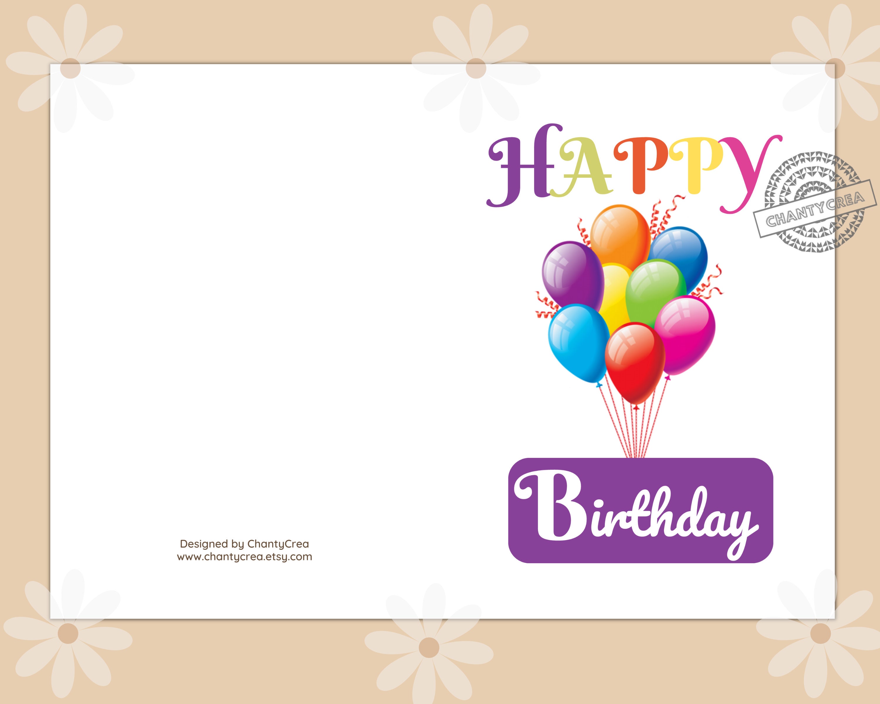 Printable Balloon Birthday Card for Kids | Digital Happy Birthday Card ...
