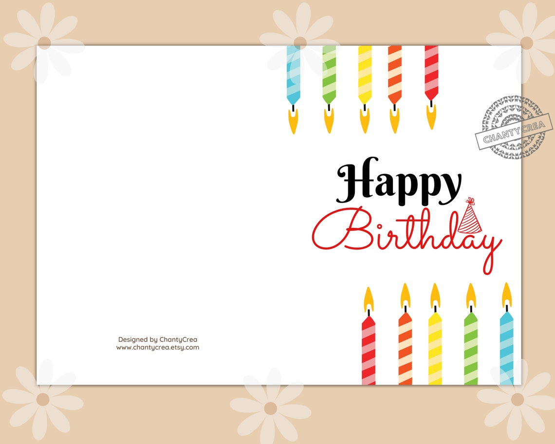 Colorful Printable Birthday Card | Digital Happy Birthday Card | Cute ...
