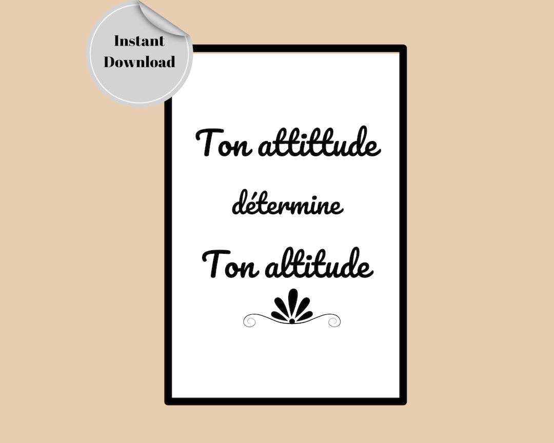 French Motivational Quote Ton Attitude Determine Ton Altitude | French ...