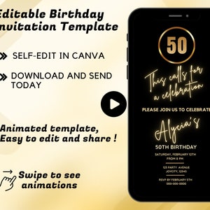 Electronic 50th Birthday Invitation | Digital Birthday Party Invite ...