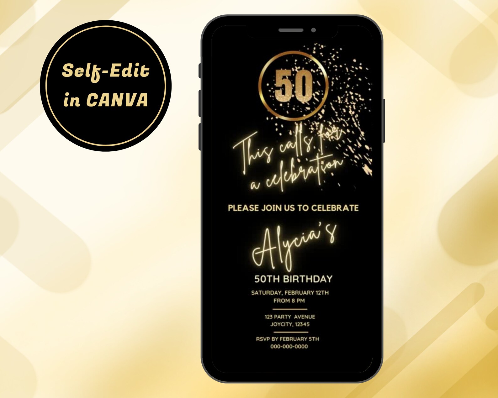Electronic 50th Birthday Invitation | Digital Birthday Party Invite ...