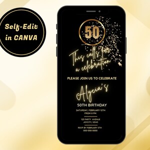Electronic 50th Birthday Invitation | Digital Birthday Party Invite ...