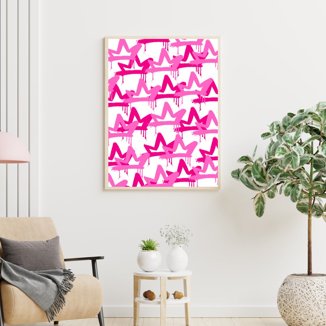 Pink Wall Art Set of 3 Preppy Wall Art Pink Heart Print - Etsy