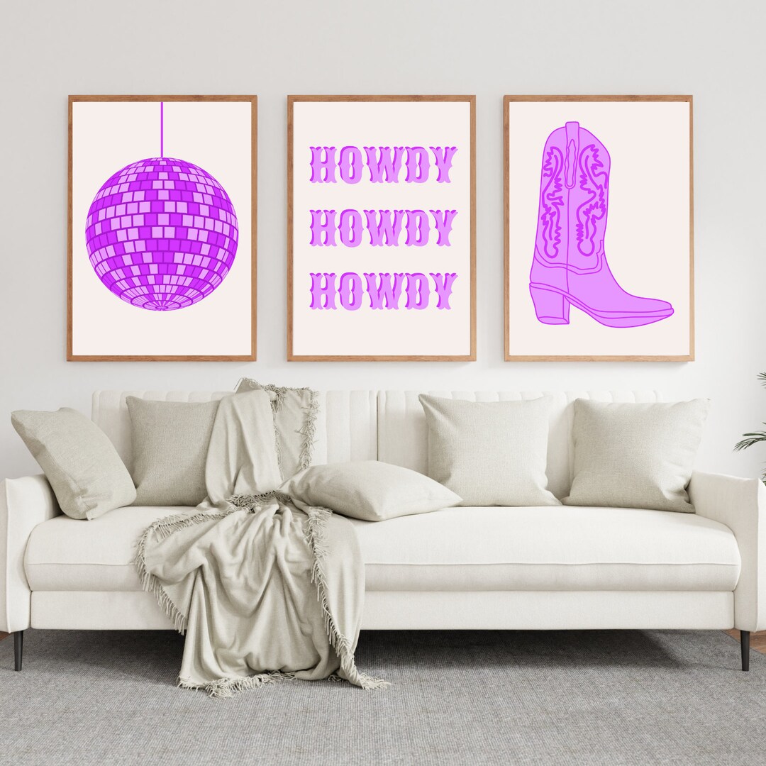 Purple Room Decor, Disco Ball Print, Howdy Print, Dorm Decor, Girly ...