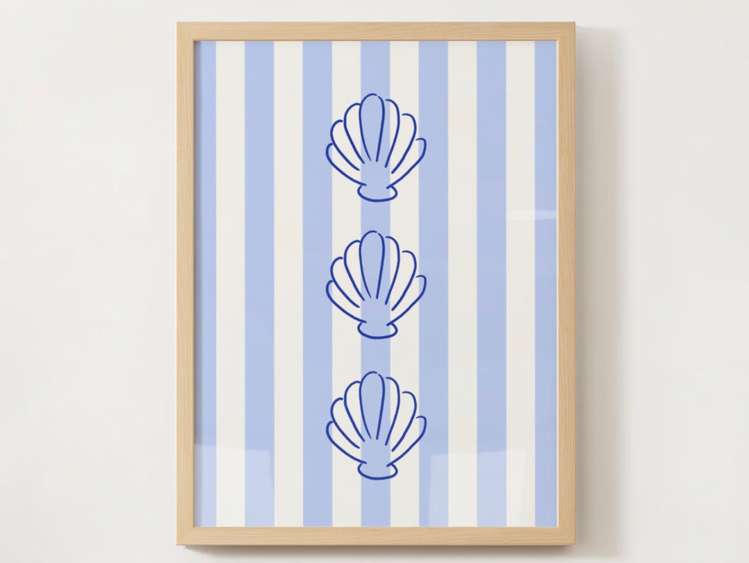 Sea Shell Print, Blue Poster, Printable Wall Art, Coastal Cowgirl Print ...