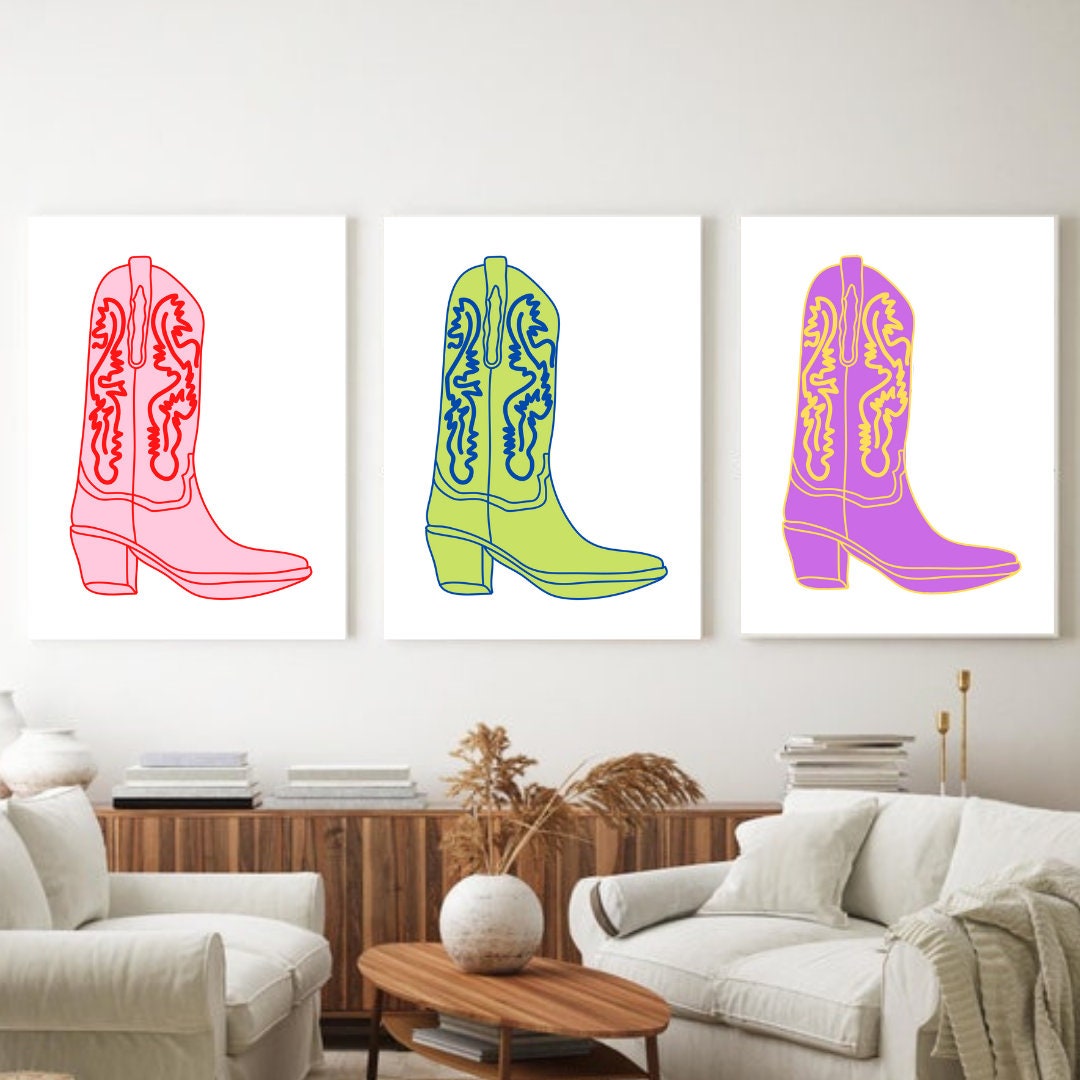 3er Set Kunstdrucke, Western Vibe, Girly Wall Art, lustige Poster ...