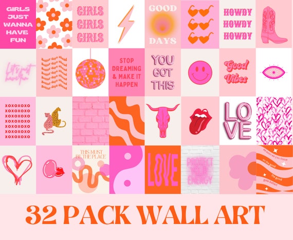 Pink Wall Collage 32 Pack Dorm Decor High Quality Digital - Etsy