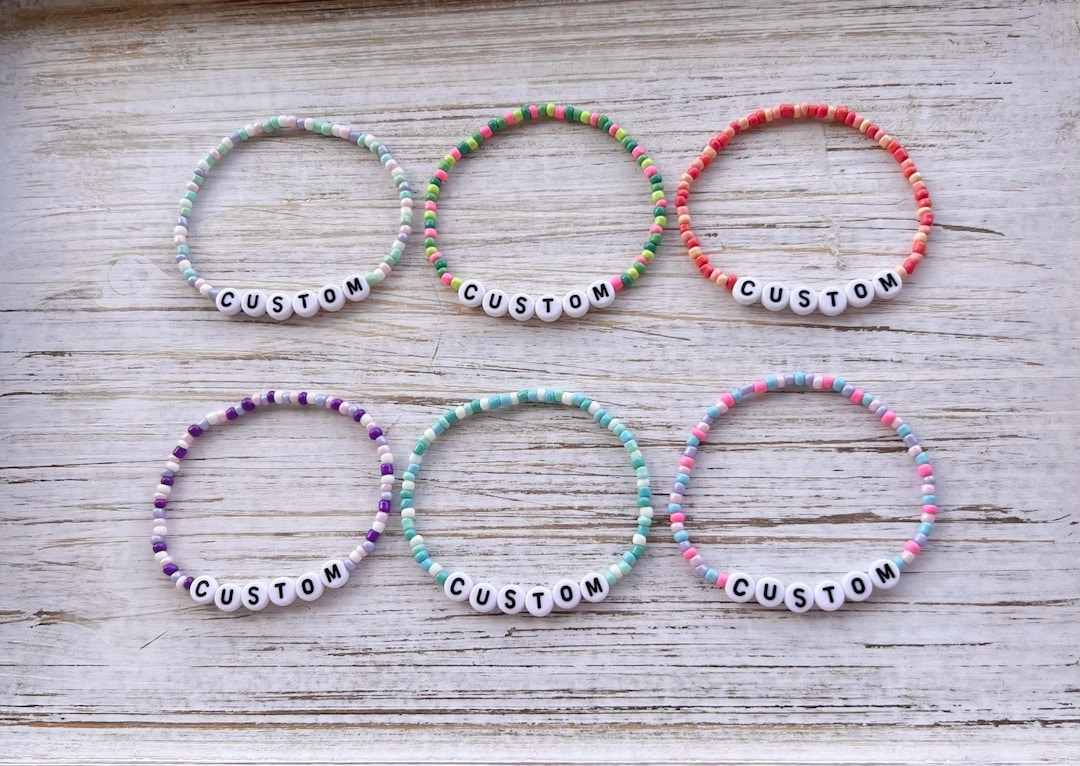 Custom Beaded Letter Bracelets Custom Gift or Custom Bulk Bracelets ...