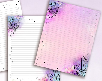 Witchy Colourful Printable Writing Paper / A4 / 8.5x11, Goth Moon ...