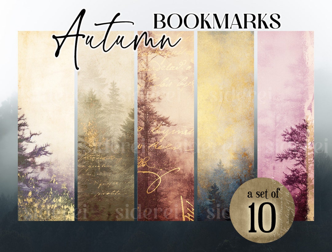 Printable Autumn Fall Bookmarks SET #3 TREES | Size A4 Instant Digital ...