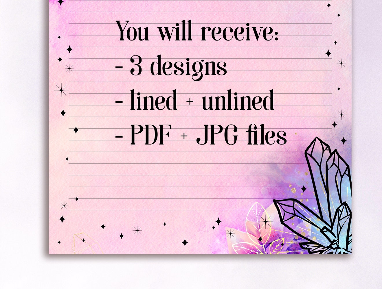 Witchy Colourful Printable Writing Paper / A4 / 8.5x11, Goth Magic ...