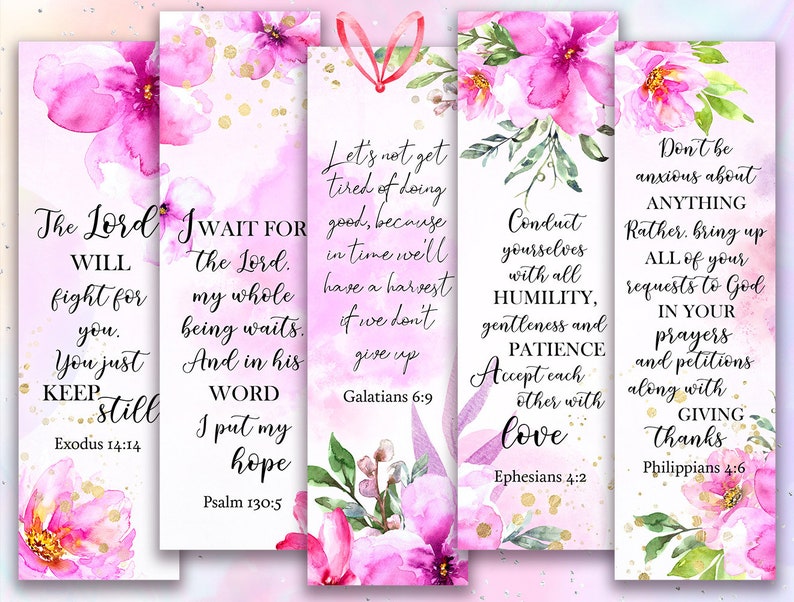 Printable Bible Verse Bookmarks Set #1 PATIENCE | Size A4 Instant ...