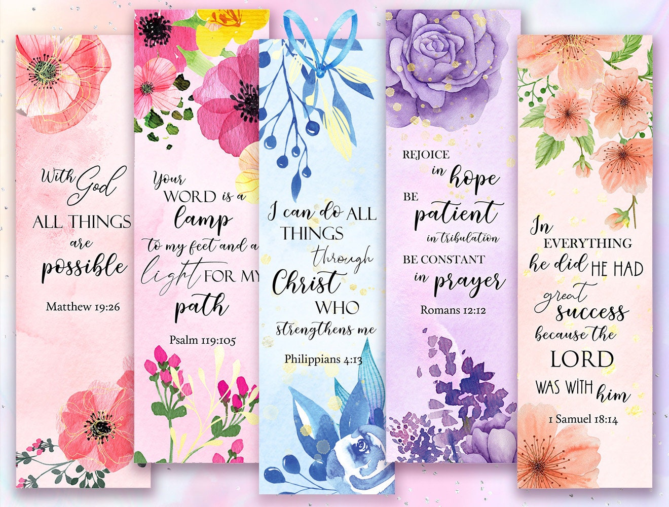 Printable Bible Verse Bookmarks Set #3 STRENGTH | Size A4 Instant ...