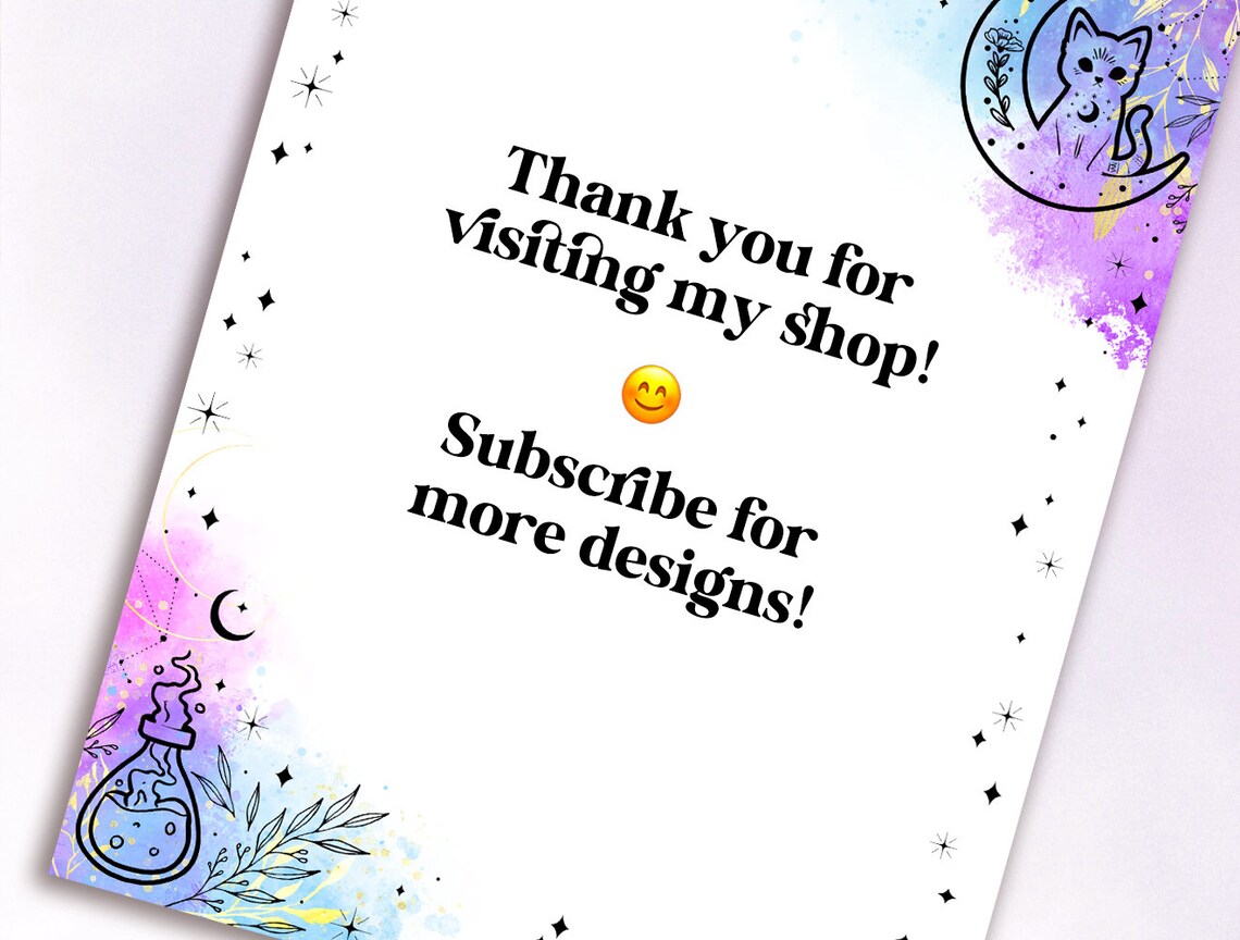 Witchy Colourful Printable Writing Paper / A4 / 8.5x11, Goth Magic Cat ...