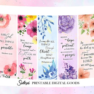 Printable Bible Verse Bookmarks Set #3 STRENGTH | Size A4 Instant ...