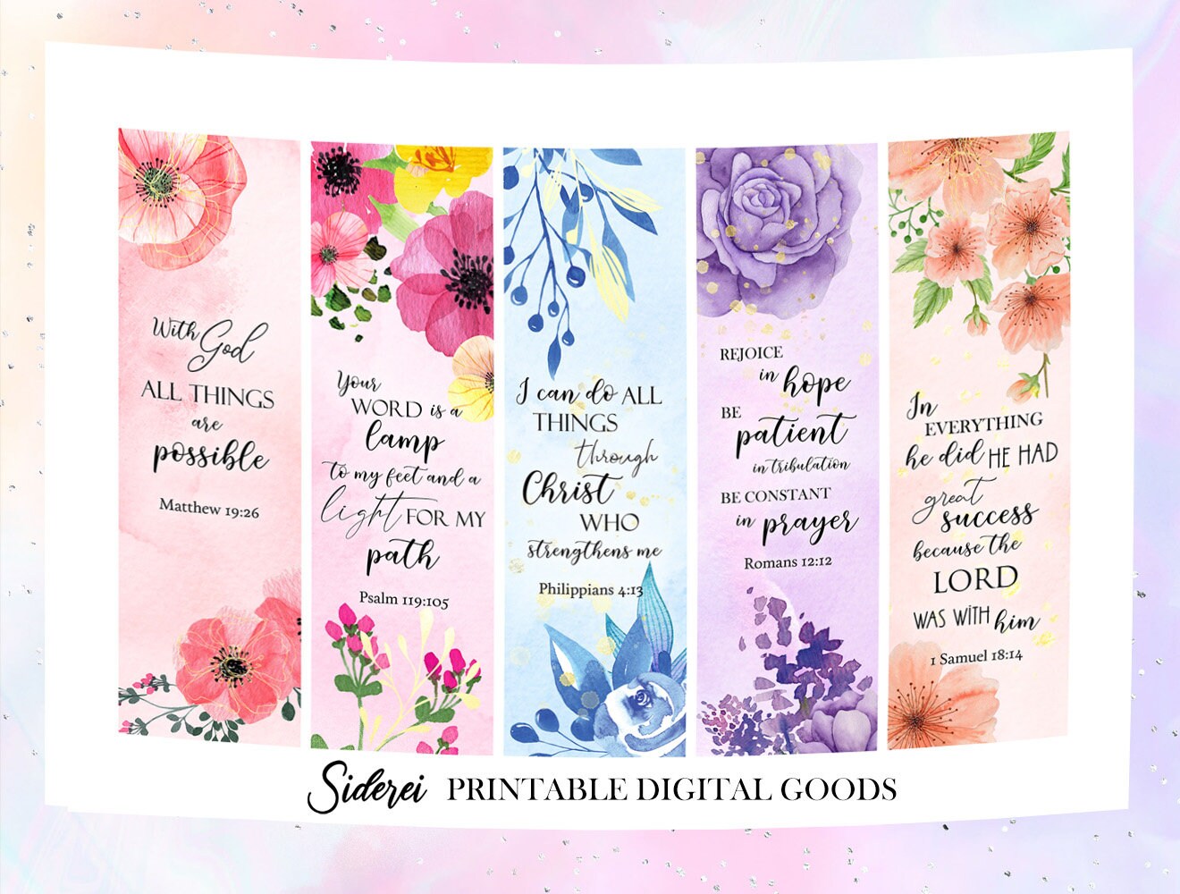 Printable Bible Verse Bookmarks Set #3 STRENGTH | Size A4 Instant ...
