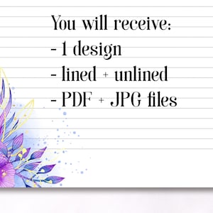 Purple Blue Summer Flowers Writing Paper A4 / 8.5x11 Cute - Etsy