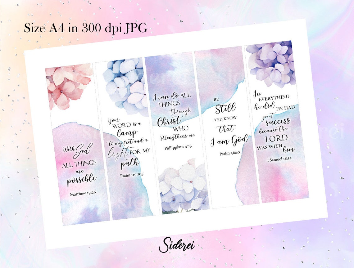 Printable Bible Verse Bookmarks Set #6 STRENGTH 2 | Size A4 | Instant ...