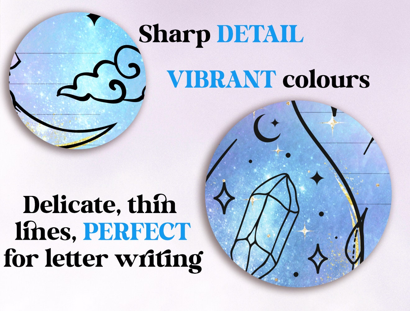 Witchy Colourful Printable Writing Paper / A4 / 8.5x11, Goth Moon ...