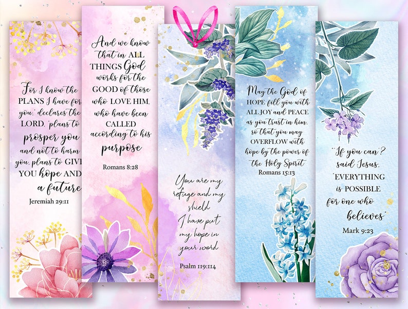Printable Bible Verse Bookmarks Set #2 HOPE | Size A4 Instant Digital ...