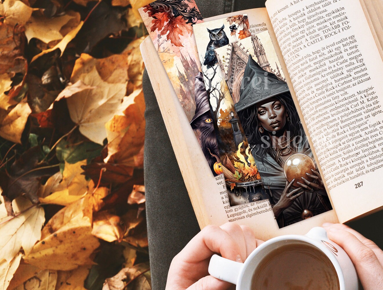 Printable Autumn Fall Bookmarks SET #3 WITCH | Size A4 Instant Digital ...